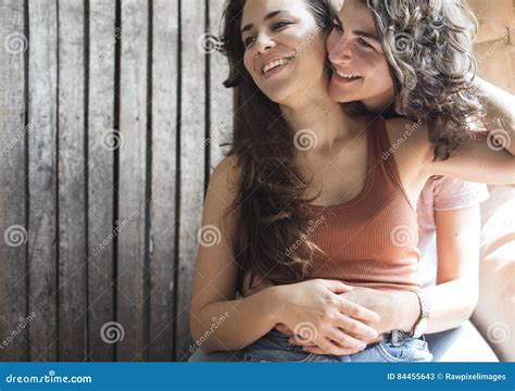 Lesbisch Paar Samen Binnen Concept Stock Afbeelding Image Of