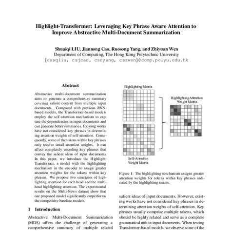 Highlight Transformer Leveraging Key Phrase Aware Attention To Improve Abstractive Multi