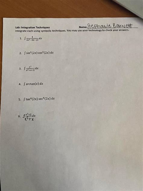 Solved Lab Integration Techniques Integrate Each Using Chegg Com