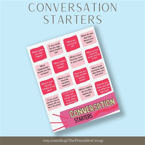 Conversation Starters Printable Icebreaker Cards Date Question Prompts Engaging Discussion