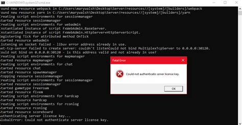 Fatal Error Could Not Authenticate Server License Key Server