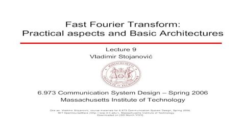 Pdf Fast Fourier Transform Practical Aspects And Basic · Fast Fourier Transform