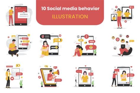 Social Media Behavior Illustration Set Graphic By Hengkil · Creative Fabrica