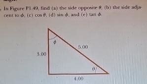 Solved In Figure PI Find A The Side Opposite Theta Chegg Com