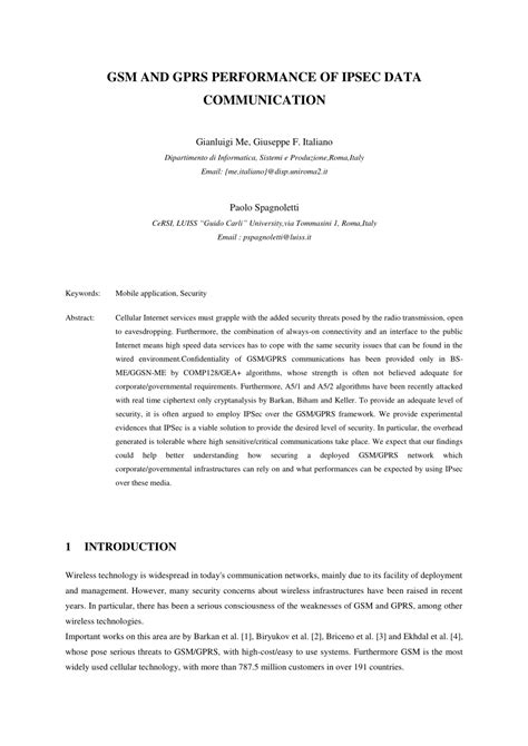 Pdf Gsm And Gprs Performance Of Ipsec Data Communication