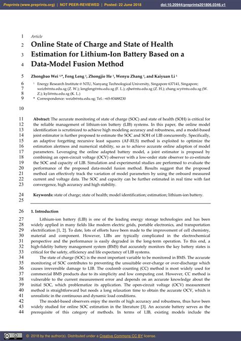 PDF Online State Of Charge And State Of Health Estimation For Lithium Ion Battery Based On A
