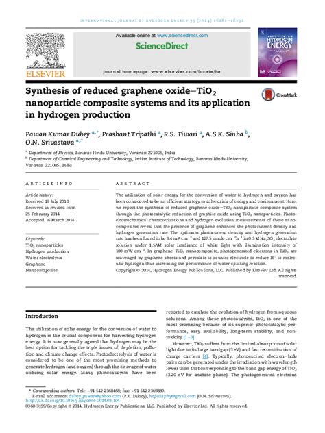 Pdf Synthesis Of Reduced Graphene Oxide Tio2 Nanoparticle Composite Systems And Its