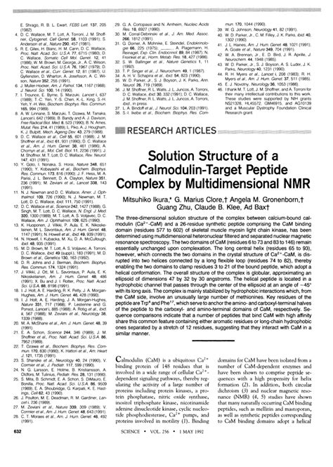 Pdf Solution Structure Of A Calmodulin Target Peptide Complex By Multidimensional Nmr
