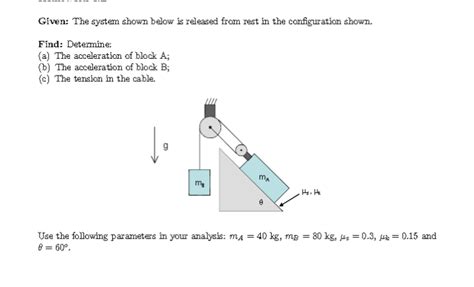 Solved Given The System Shown Below Is Released From Rest Chegg