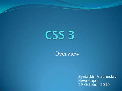 Css 3 Overview Ppt