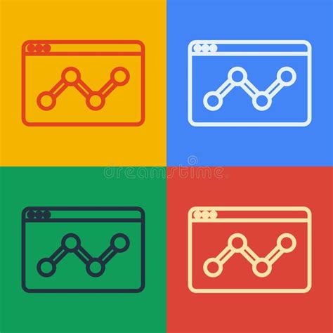 Pop Art Line Web Analytics Information And Development Website Statistic Icon Isolated On Color