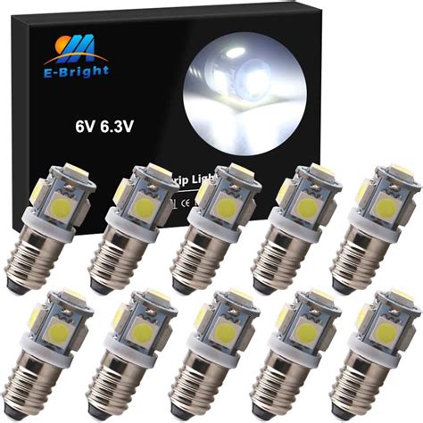 Everbright 10pack White E10 Led Bulb Flashlight Bulbs 1447 1446 1449 Screw Bulb