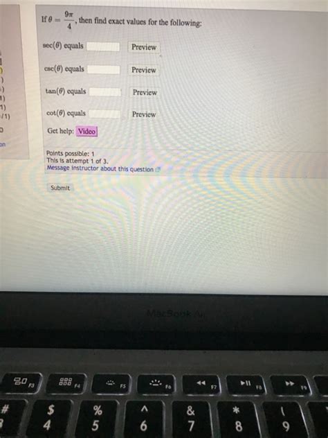 Solved If Theta 9 Pi4 Then Find Exact Values For The