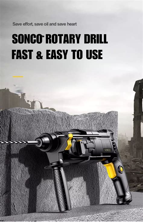 Sonco 2200w Rotary Hammer Drill Power Impact With Handle Chisel