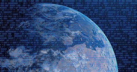 Image Of Binary Coding Digital Data Processing Over Globe On Dark Background Stock Illustration