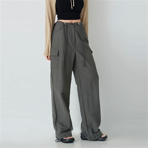 봄여름신상 투웨이 Y2k 조거팬츠 스트링 와이드 카고 팬츠 Pd07b3 나일론 바지 오버핏 트레이닝 츄리닝 캐쥬얼 블랙 화이트 챠콜 여행 캠핑 스트릿 룩 에이블리
