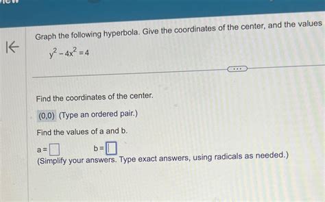 solved graph the following hyperbola give the coordinates
