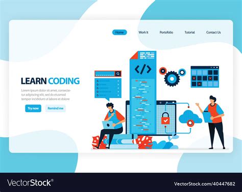 Homepage For Learning Programming And Coding Vector Image