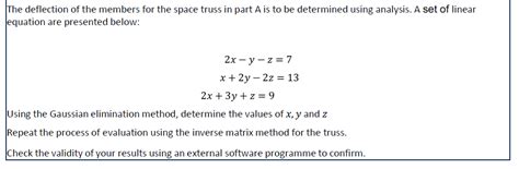 Solved The Deflection Of The Members For The Space Truss In