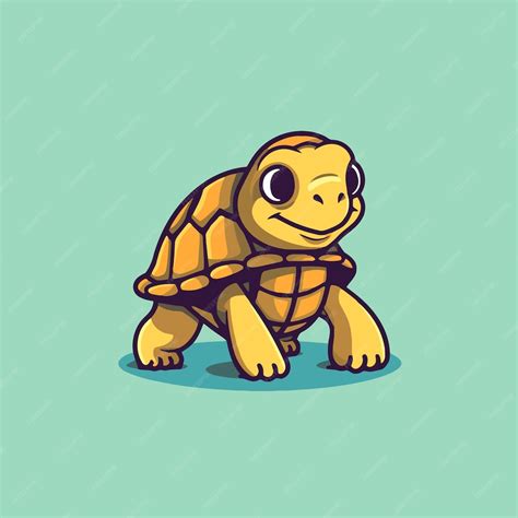 Premium Vector Cute Cartoon Turtle Vector Illustration Cute Tortoise