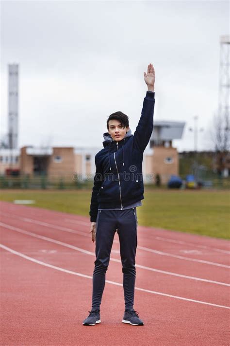 Man Running On A Running Track Stock Image Image Of Motion Active 257252703