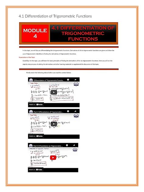 41 Differentiation Of Trigonometric Functions Pdf