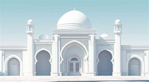 White Islamic Gate In The Form Of A Mosque With A Round Dome Mosque