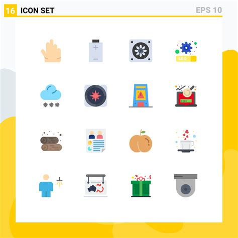 Set Of 16 Modern Ui Icons Symbols Signs For Direction Gps Gear Weather Forecast Editable Pack Of
