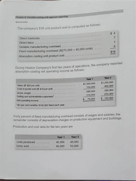 Solved Chapter 6 Variable Costing And Segment Reporting Chegg Com