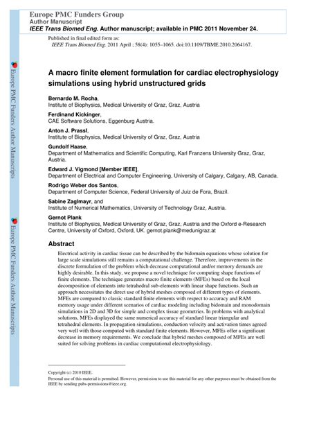 Pdf A Macro Finite Element Formulation For Cardiac Electrophysiology Simulations Using Hybrid