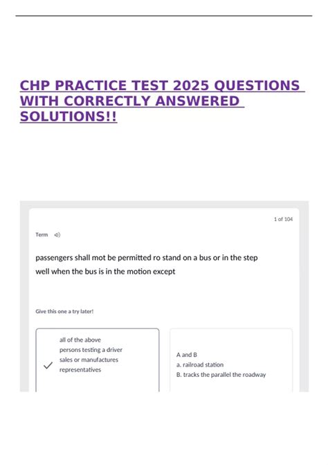 CHP PRACTICE TEST 2025 QUESTIONS WITH CORRECTLY ANSWERED SOLUTIONS CHP Stuvia US
