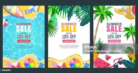 여름 판매 벡터 포스터 배너 서식 파일입니다 시즌 배경입니다 모래 해변 물 열 대 프레임 잎과 과일 여름에 대한 스톡 벡터 아트 및 기타 이미지 Istock
