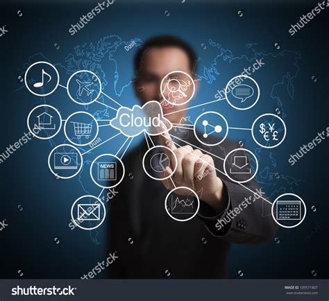 Business Man Pointing Cloud Computing Connected Stock Photo 109571807 Shutterstock