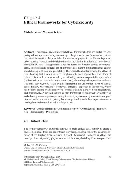 Pdf Ethical Frameworks For Cybersecurity