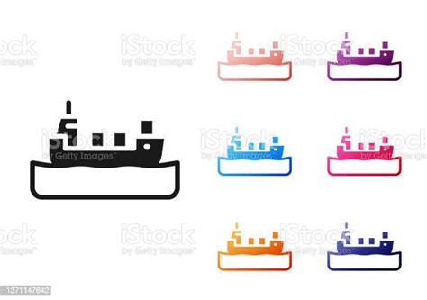 흰색 배경에 격리 된 검은 유조선 선박 아이콘 다채로운 아이콘을 설정합니다 벡터 가솔린에 대한 스톡 벡터 아트 및 기타 이미지 가솔린 검은색 기체 물리 구조 Istock