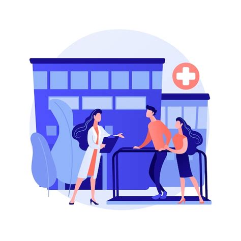 재활 병원 추상 개념 벡터 일러스트 레이 션 재활 병원 재활 센터 건강 상태의 안정화 정신 건강 관리 의료 시설 추상