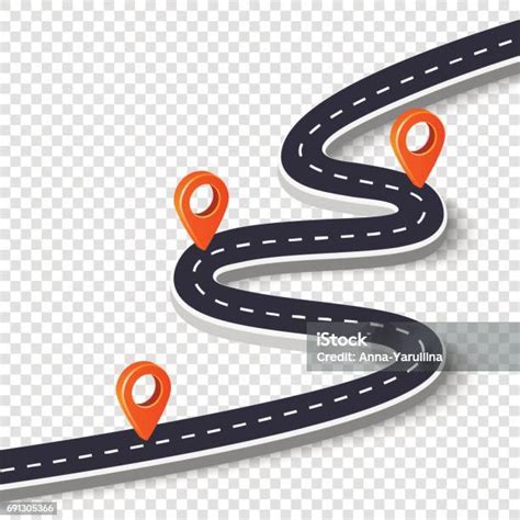 와인딩도 흰색 배경에 고립입니다 핀 포인터도로 방법 위치 Infographic 템플릿입니다 벡터 이미지 굽은 도로에 대한 스톡 벡터 아트 및 기타 이미지 Istock