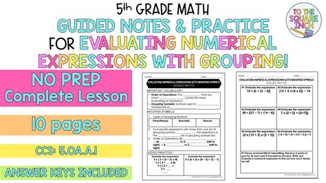 Evaluating Numerical Expressions With Grouping Symbols Notes To The Square Inch