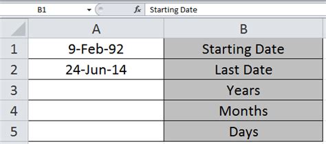 Calculating Number Of Days Months And Years Between Dates In Microsoft