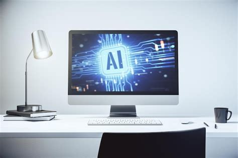 Premium Photo Modern Computer Monitor With Creative Artificial Intelligence Icon Neural
