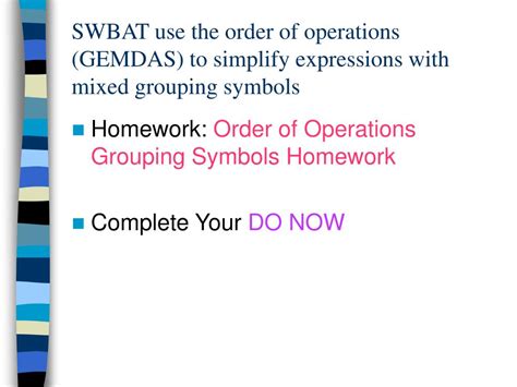 Ppt Order Of Operations Mixed Grouping Symbols Powerpoint Presentation Id4523213