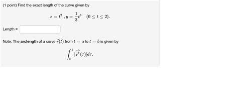 Solved Point Find The Exact Length Of The Curve Given By Chegg Com