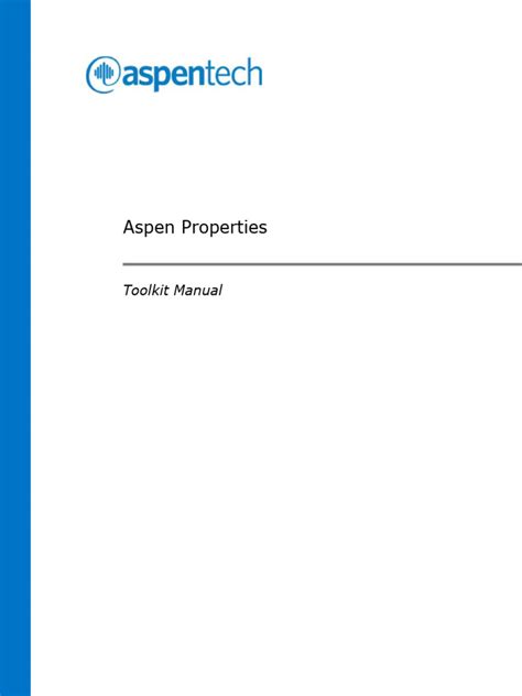 Aspen Properties Toolkit Manual Pdf Parameter Computer Programming Enthalpy