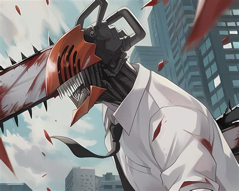 Chainsaw Man Denji Hd Wallpaper Intense Anime Action In The City By
