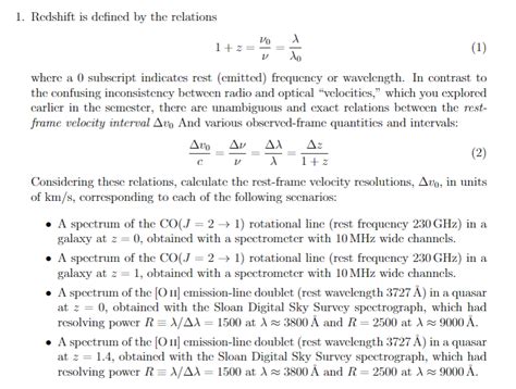 solved redshift is defined by the relations 1 ﻿z ﻿u 0 u