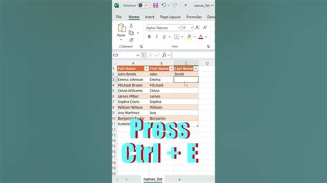 ⚡ Excel Flash Fill Shortcut Ctrl E Data Entry Made Easy 🔥