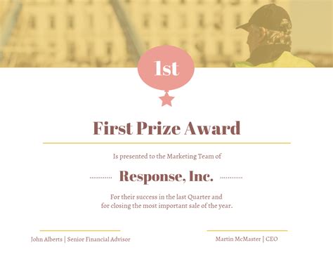 First Place Award Certificate Template Sampletemplate My Id