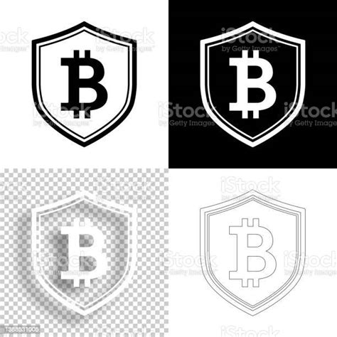 Bitcoin Shield Icon For Design Blank White And Black Backgrounds Line