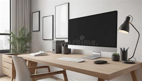 Clean Minimal Design Of A Modern Office Workspace With Computer Monitor