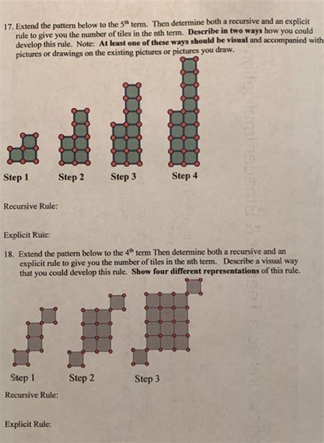 Solved 17 Extend The Pattern Below To The 5 Term Then Determine
